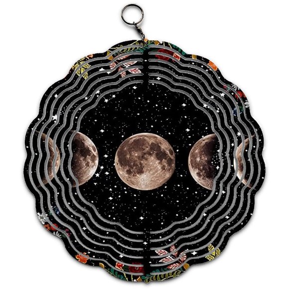 Design | Moon Phases Galaxy Stars Design Wind Spinner With Swivel Hook ...